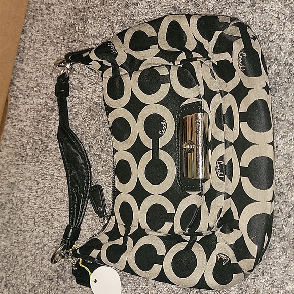 Coach | Bags | Coach Purse Black Silverwhite Coach Signature C | Poshmark